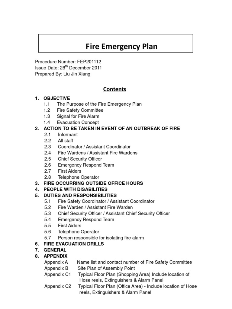 Fire Emergency Plan | PDF | Firefighting | Emergency Evacuation