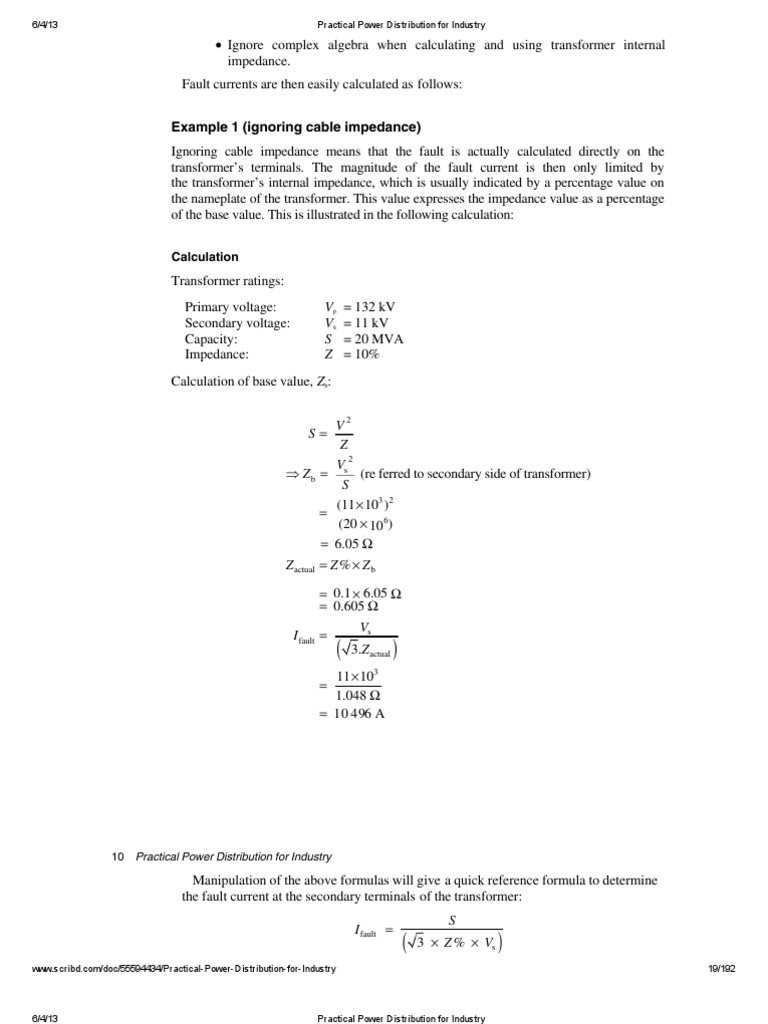 Transformer Fault Current Calculation | PDF | Science & Mathematics