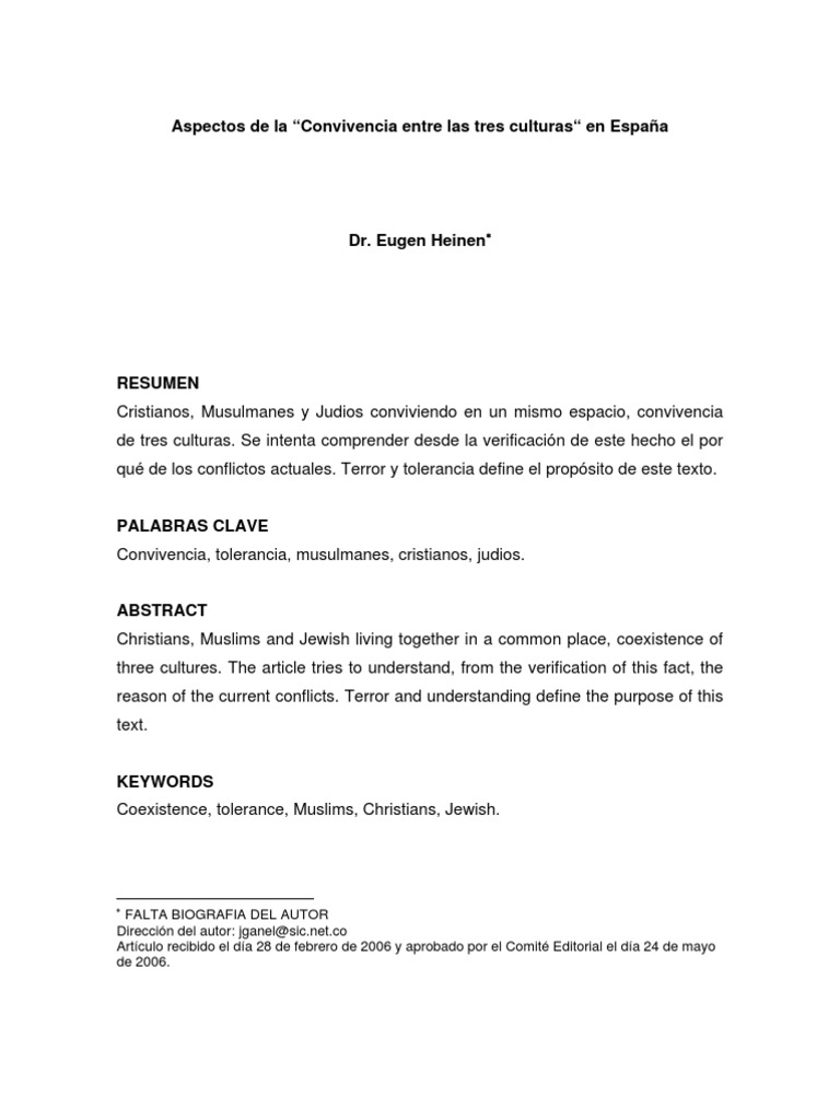 Aspectos de La "Convivencia Entre Las Tres Culturas" en España | PDF ...