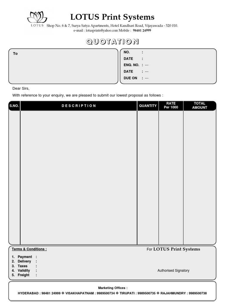 Quotation for Printing Services | PDF | Business | Finance & Money ...