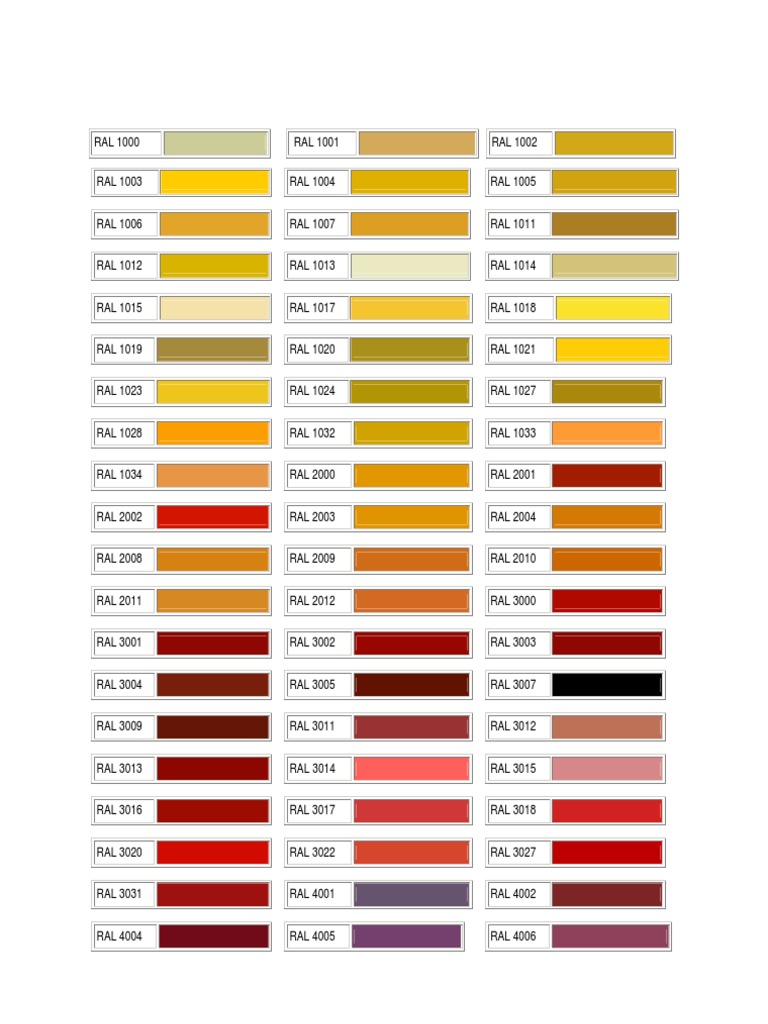 RAL Color Codes Reference Guide | PDF | Technology & Engineering