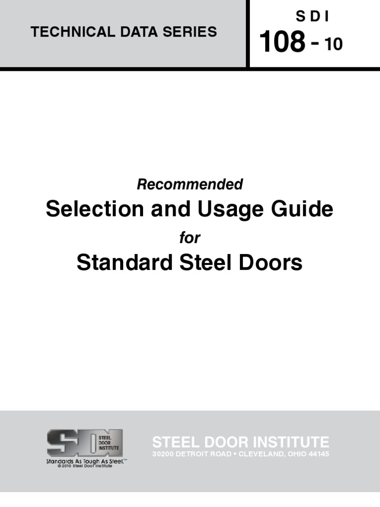 SDI - 108 - Standard Steel Doors and Frames | PDF | Door | Building ...