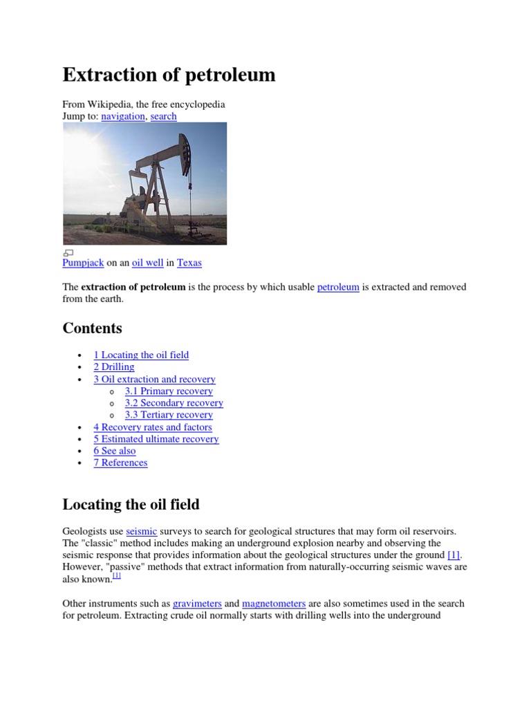 Petroleum Extraction Methods Explained | PDF | Extraction Of Petroleum ...