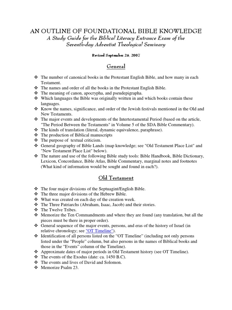 Foundational Bible Knowledge Guide | PDF | Gospel Of Matthew | Bible