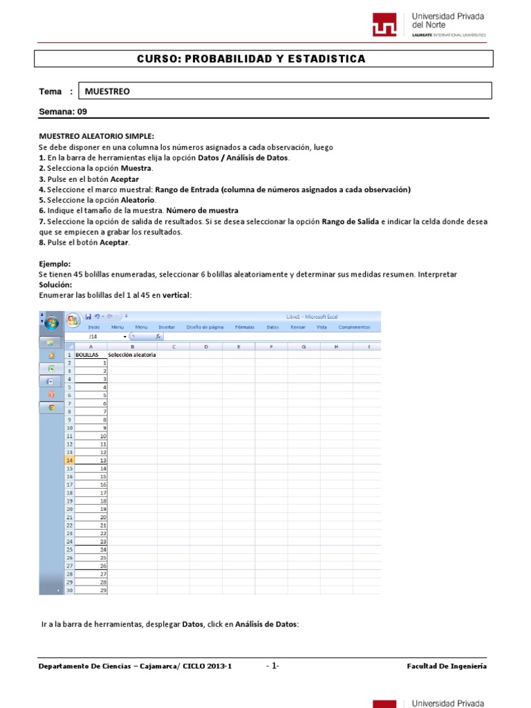 Practica Proes Sem 09 | PDF | Muestreo (Estadísticas) | Probabilidades y estadísticas