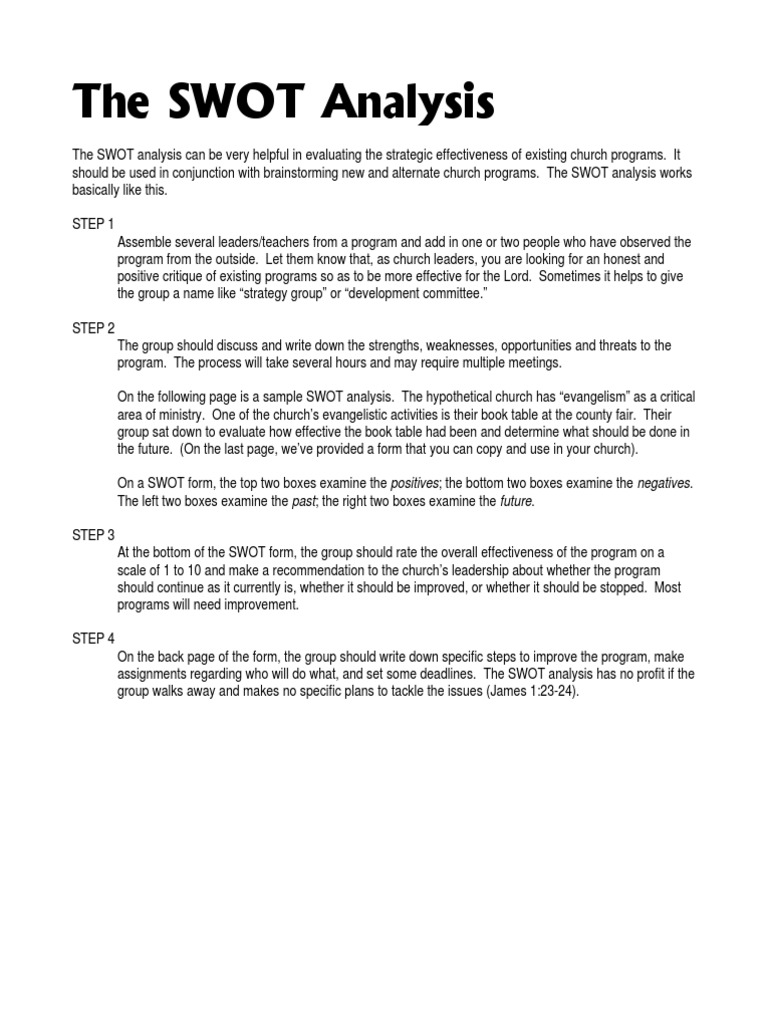 The SWOT Analysis | PDF | Swot Analysis | Psychological Concepts