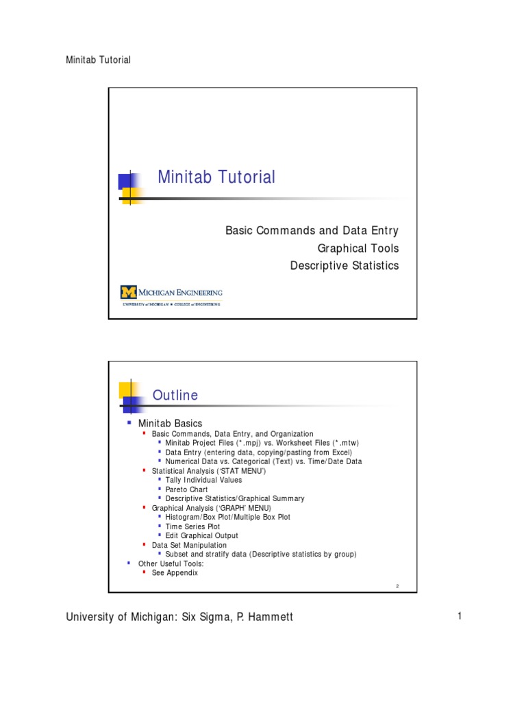 Minitab Tutorial Intro | PDF | Microsoft Excel | Chart