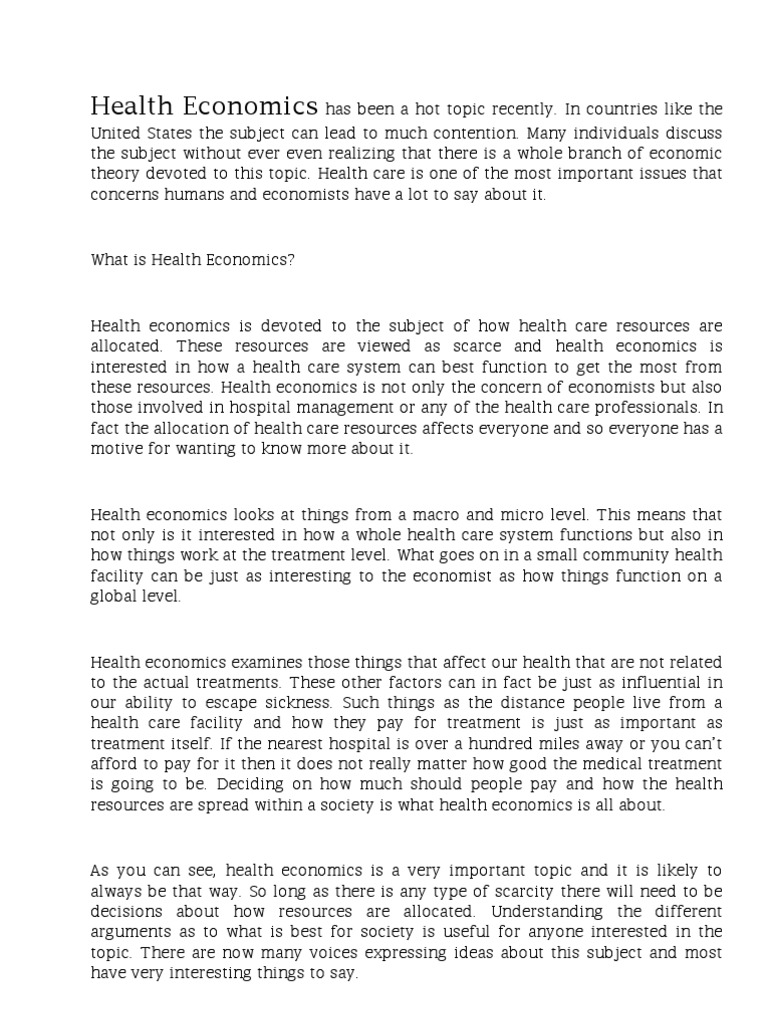 Health Economics | PDF