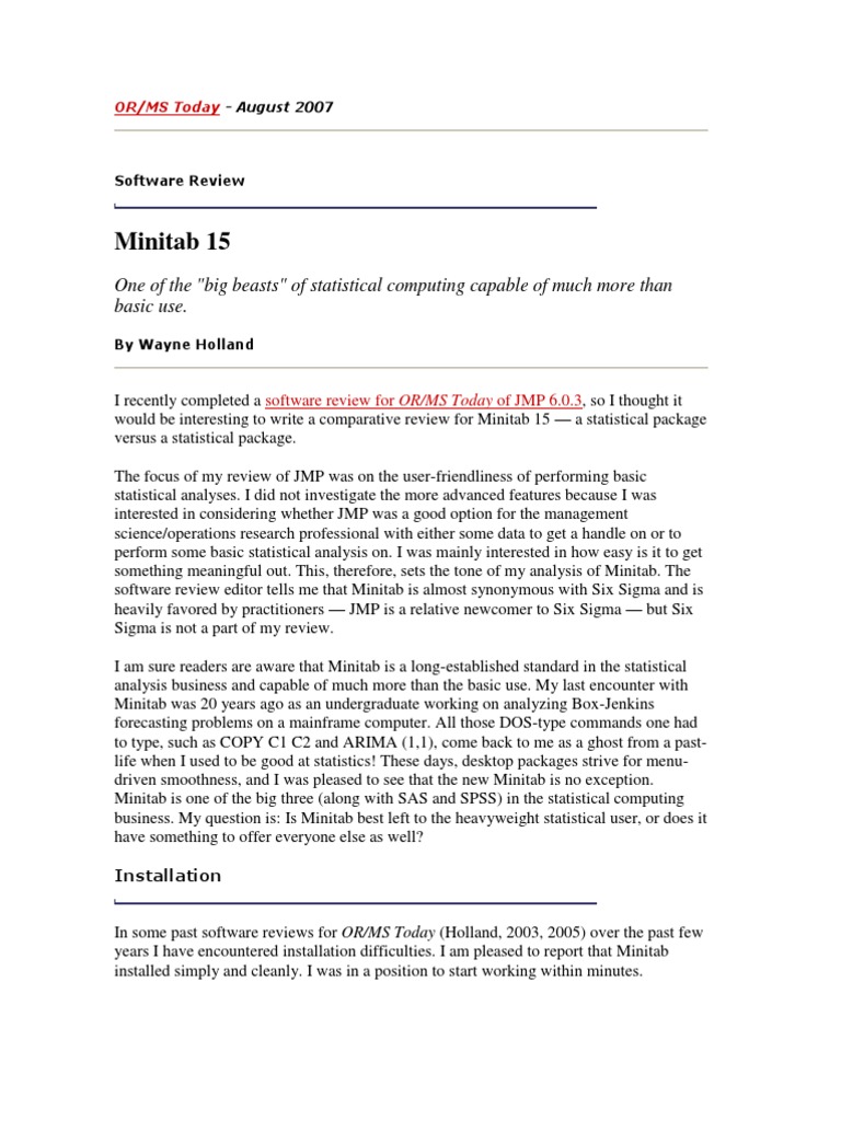 Minitab Vs JMP | Download Free PDF | Jmp (Statistical Software ...