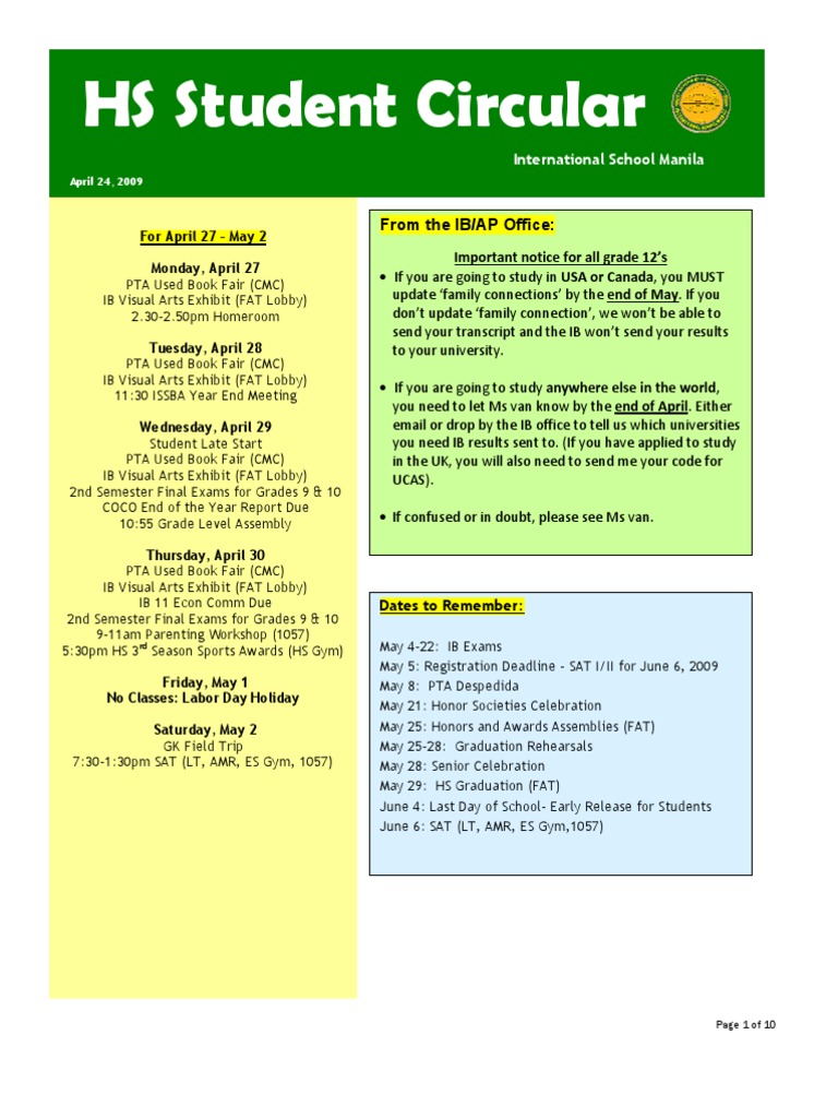 Student Circular April 24 | PDF | France | Paris