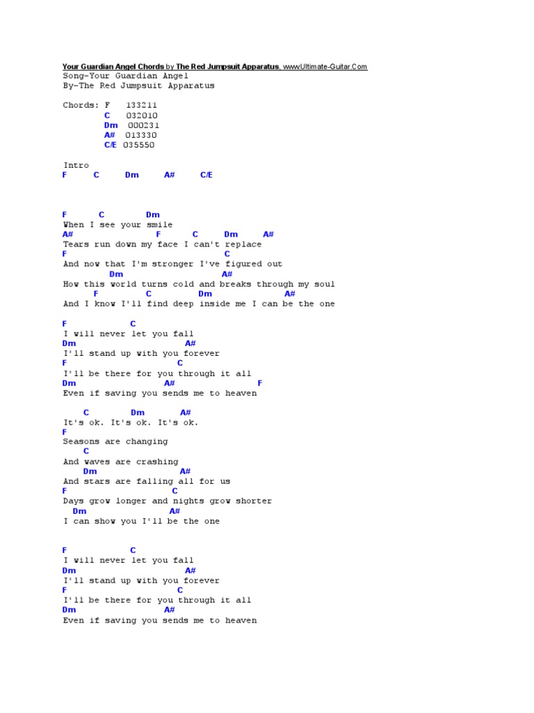 Guardian Angel Guitar Chords