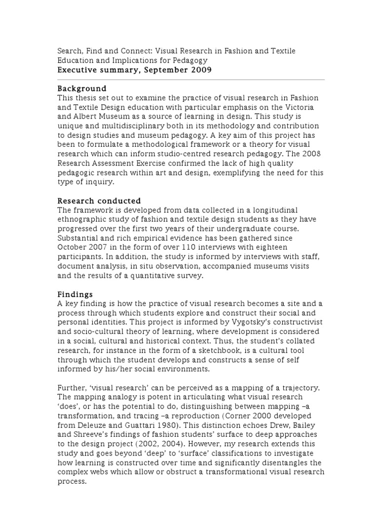 Visual Research in Fashion Education | PDF | Pedagogy | Design