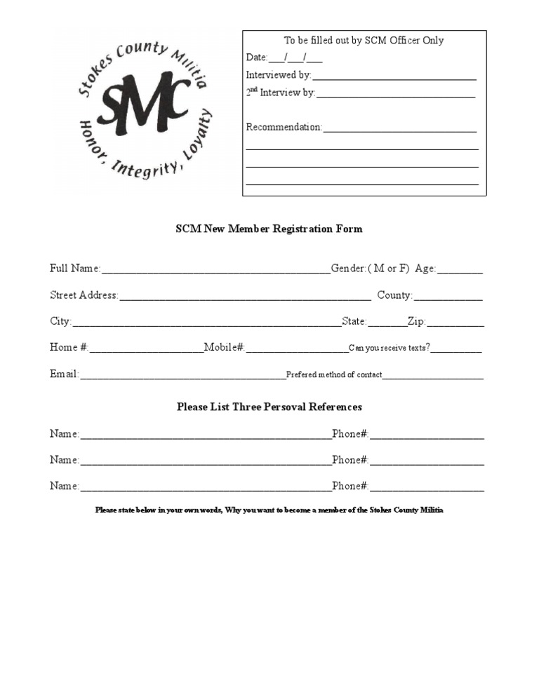 SCM Member Registration Form | PDF