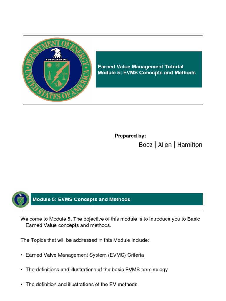 Earned Value Management Tutorial Module 5: EVMS Concepts and Methods ...