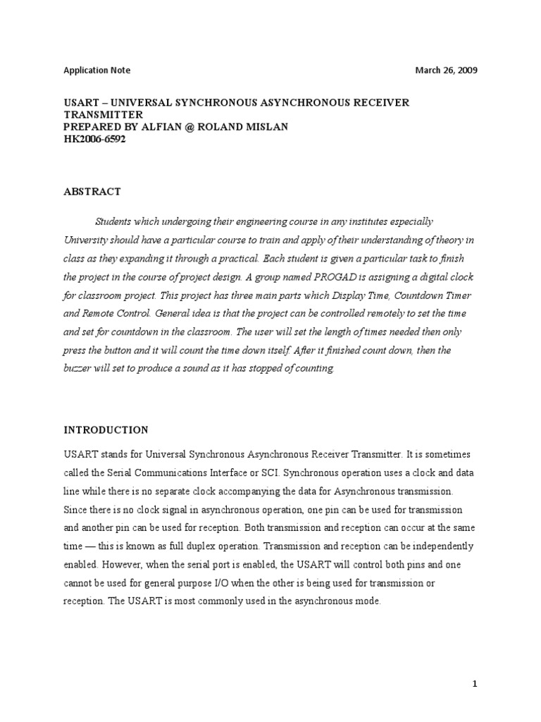 Usart - Application Notes | PDF | Telecommunications | Data Transmission