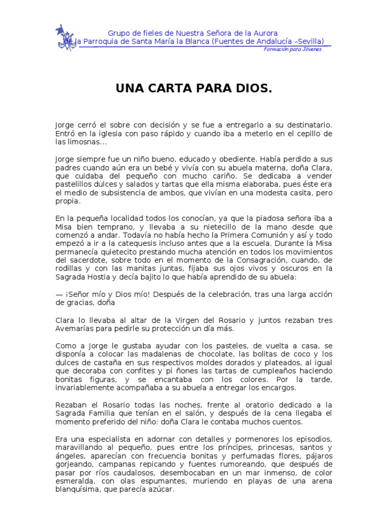 Una Carta para Dios. | PDF | Misa (liturgia) | eucaristía