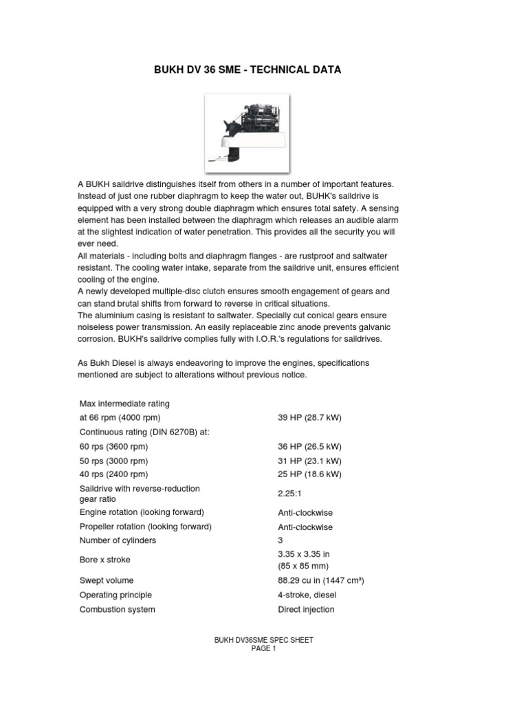Bukh DV 36 Sme | PDF | Diesel Engine | Engines