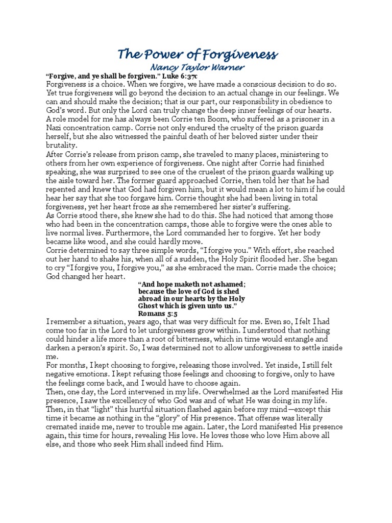 The Power of Forgiveness: Choosing to Forgive and Allowing God to ...