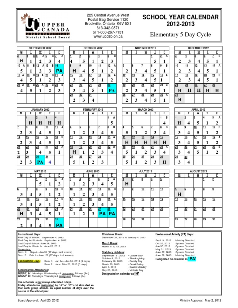 2012-2013 School Year Calendar | PDF