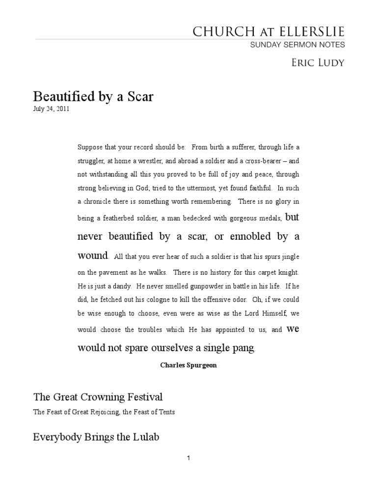 Sermon Notes - Beautified by A Scar - 07.24.11 | PDF | Religion ...