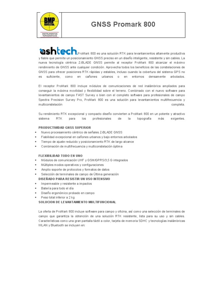 GNSS Promark 800 | PDF | Topografía | Inalámbrico