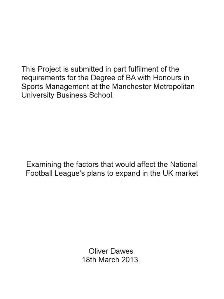 American Football in The UK - Dissertation | PDF | Survey Methodology ...