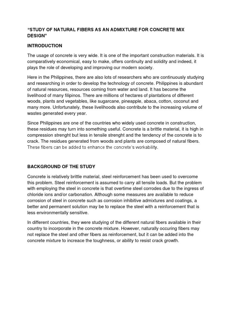 Natural Fibers as Concrete Admixtures | PDF | Concrete | Manmade Materials