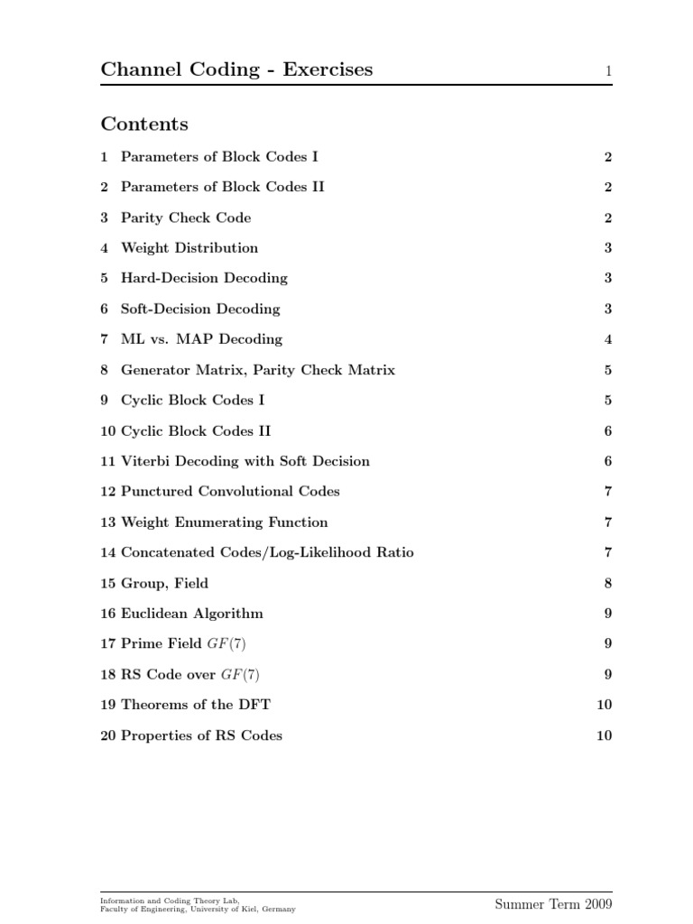 Channel Coding Exercise | PDF | Forward Error Correction | Low Density Parity Check Code