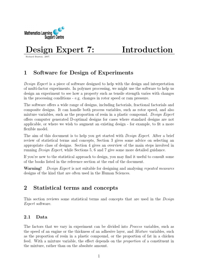 Design Expert 7 | Download Free PDF | Experiment | Statistics