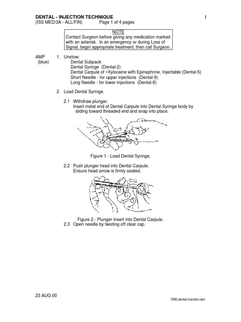 Dental - Injection Technique | Download Free PDF | Injection (Medicine ...