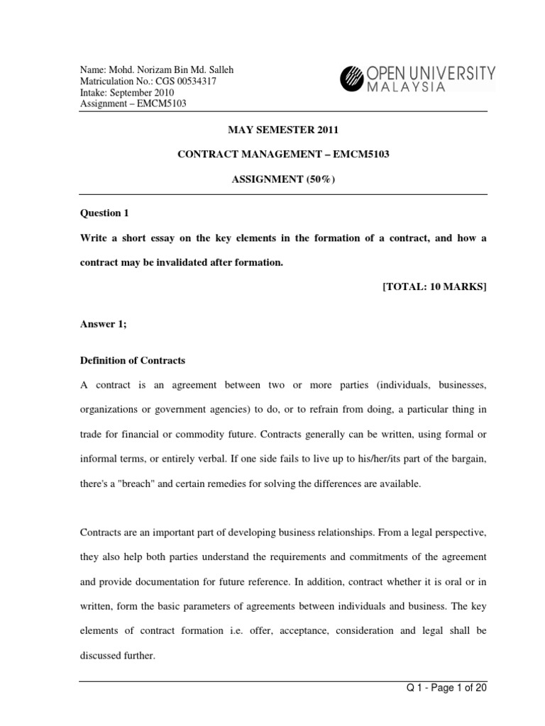 Key Elements of Contract Formation | PDF | Misrepresentation | Doctrine