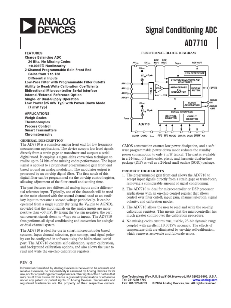AD7710 | PDF | Analog To Digital Converter | Sampling (Signal Processing)