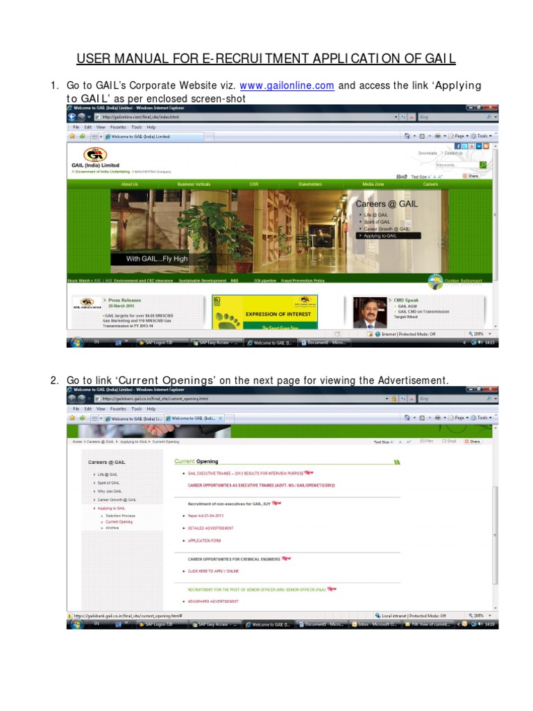 GAIL E-Recruitment User Manual | PDF