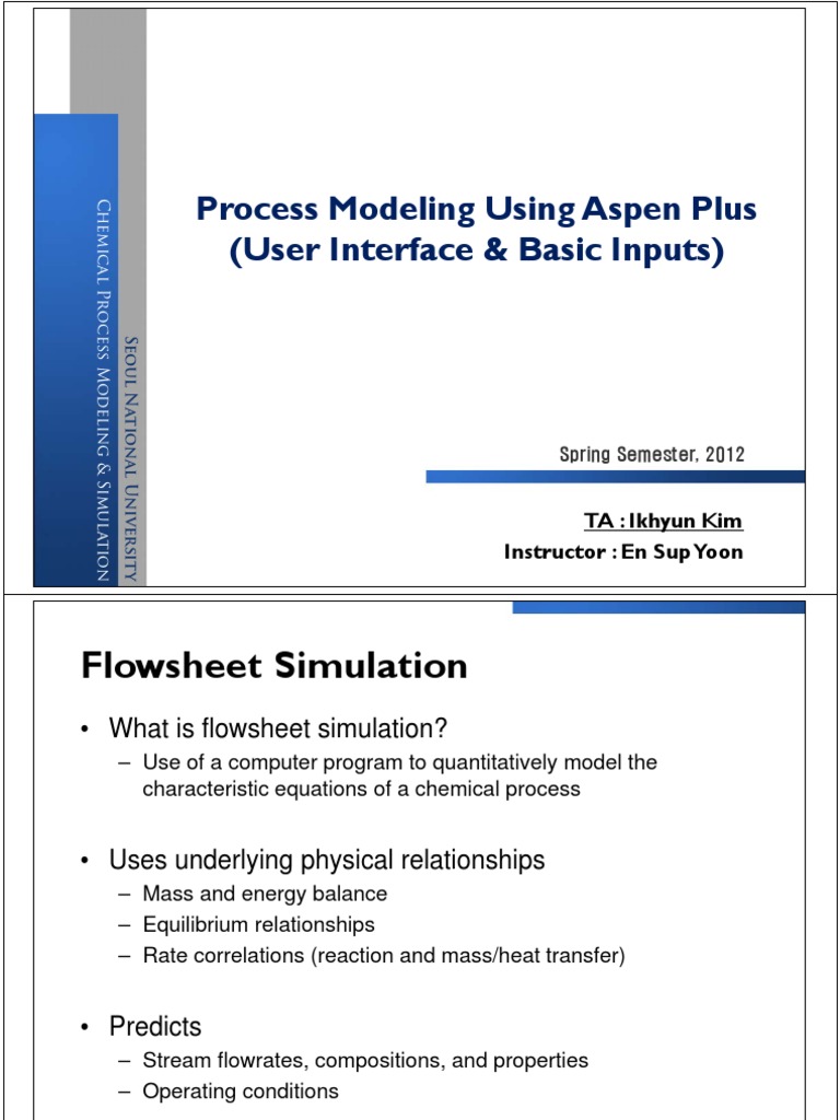 Seoul National University - Process Modeling Using Aspen Plus | PDF ...