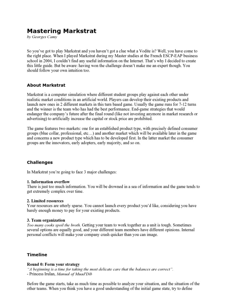 Markstrat Guide | PDF