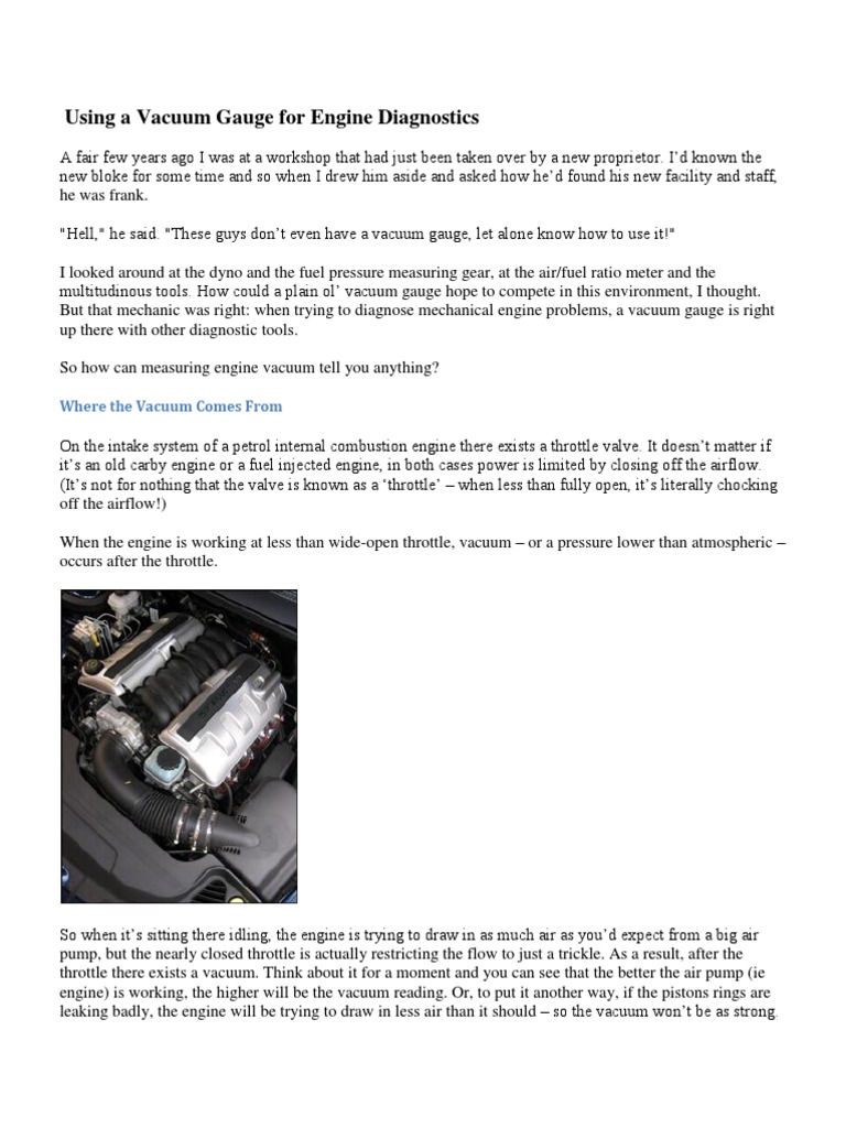 Using A Vacuum Gauge For Engine Diagnostics | PDF | Throttle | Internal ...