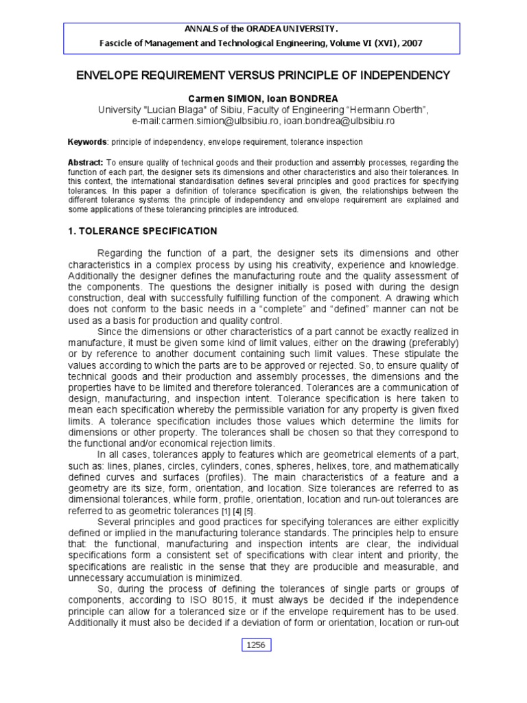 Independence Principle | PDF | Engineering Tolerance | Specification ...