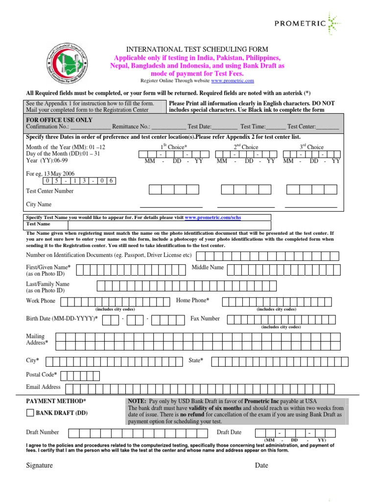 Registration Form Saudi Prometric Exam | PDF | Identity Document | Mail
