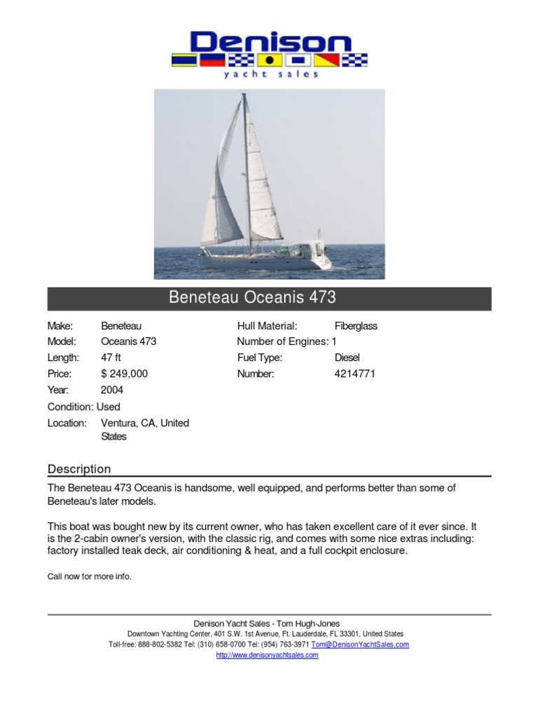 Beneteau Oceanis 473 | PDF | Yacht | Rigging