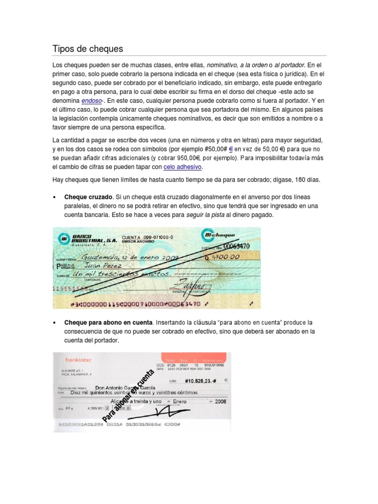 Tipos de Cheques | PDF