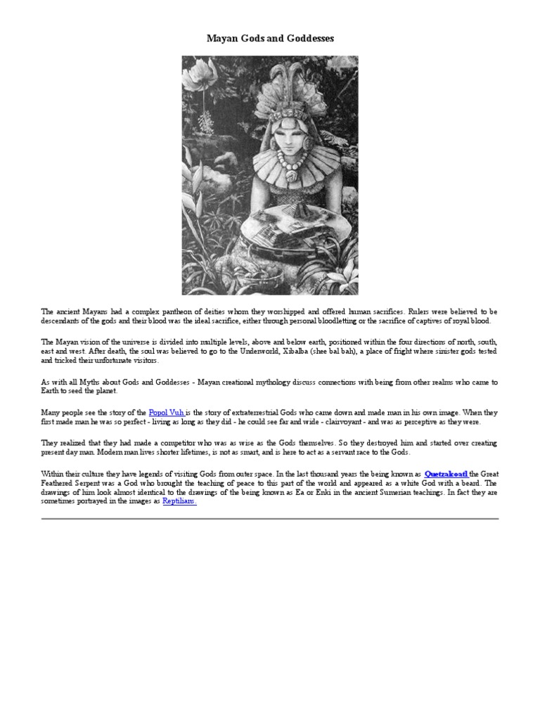 Mayan Gods and Goddesses Overview | PDF | Polytheism | Mesoamerica
