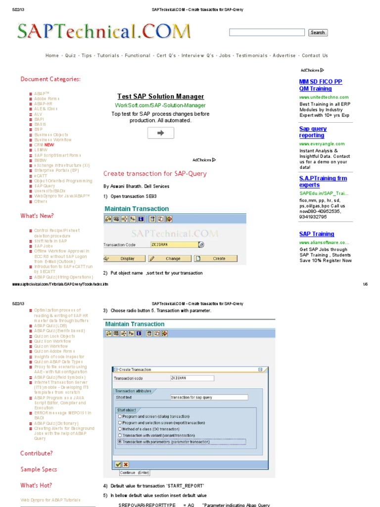 SAP Query Report | PDF | Email | Information Technology
