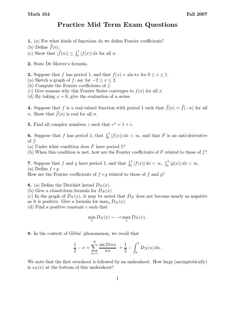 Math Pdf Fourier Series Functions And Mappings