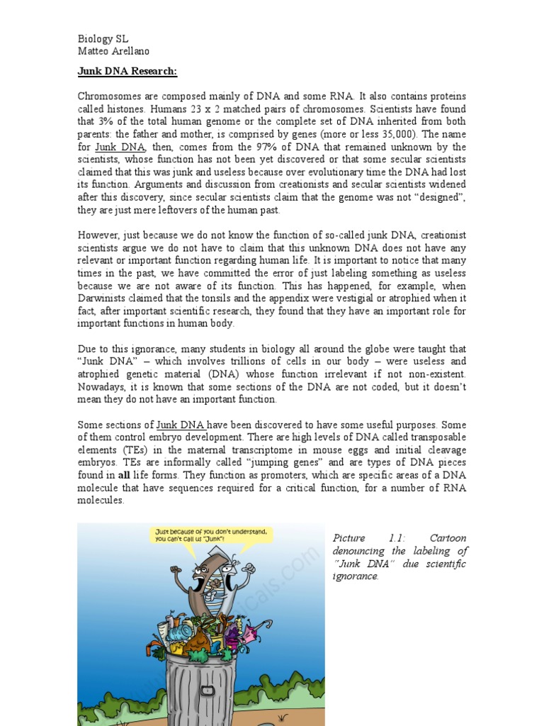 Junk DNA Research:: Picture 1.1: Cartoon Denouncing The Labeling of ...