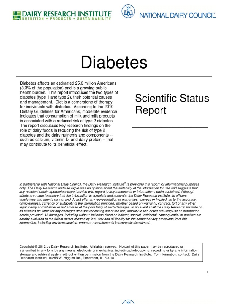 Scientific Status Report Diabetes | PDF | Diabetes Mellitus Type 2 ...