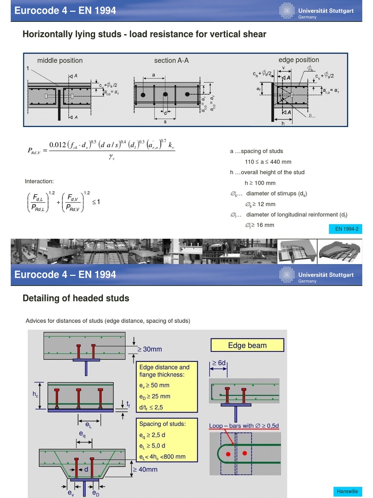Eurocode 4: Shear Resistance of Studs | PDF
