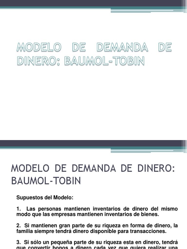 Modelo de Baumol Tobin | Descargar gratis PDF | Tasas de interés | Dinero
