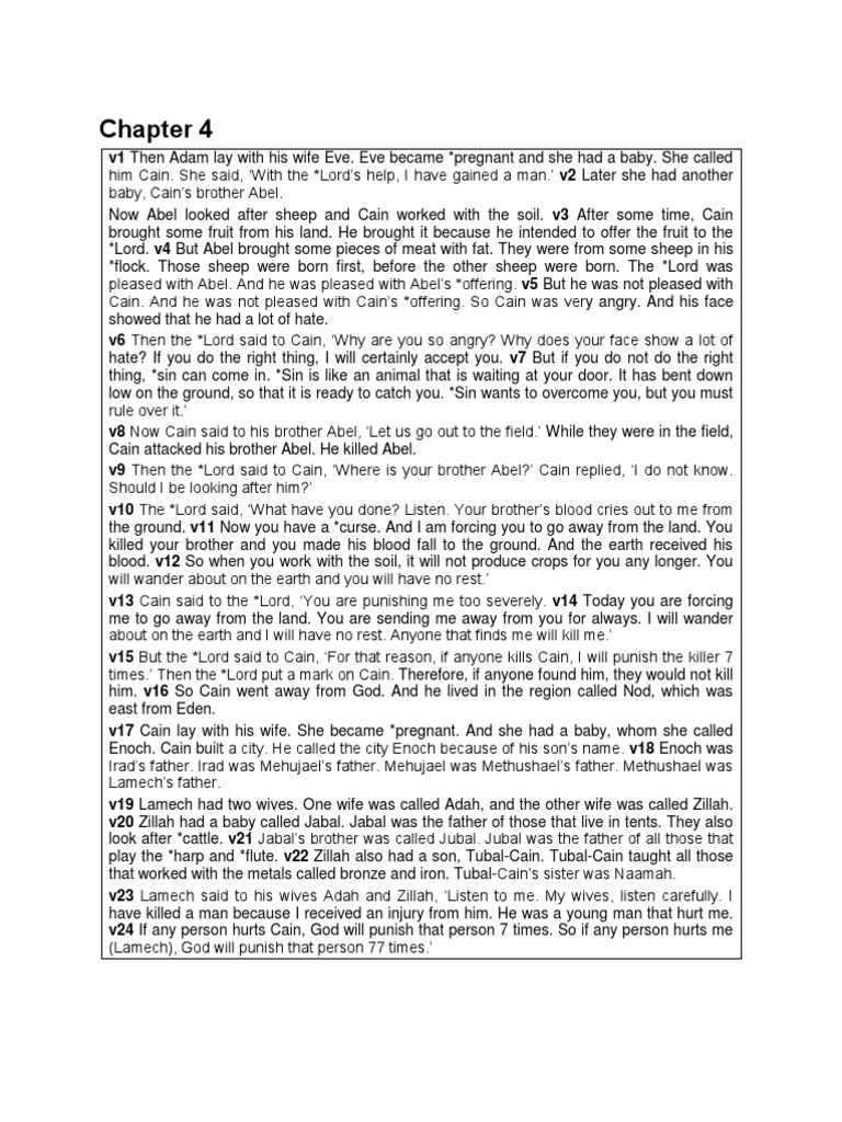 Genesis Chapter 4 | PDF | Cain And Abel | Christianity