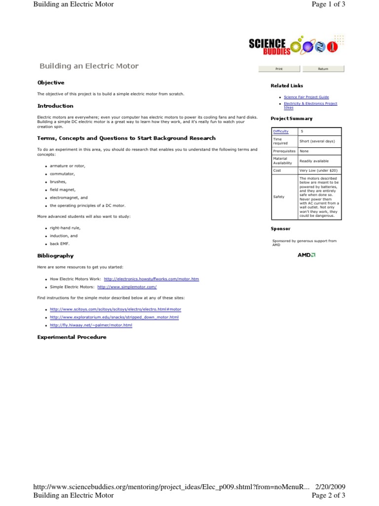 Building An Electric Motor: Objective | PDF | Electric Motor | Electricity
