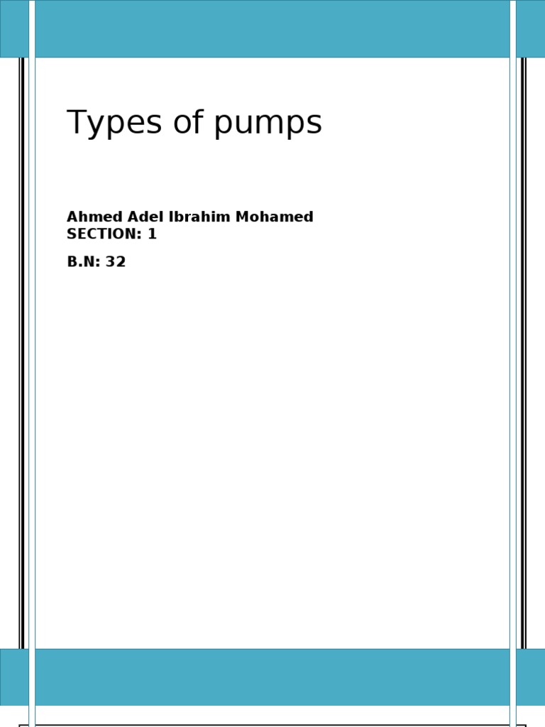 Types of Pumps | PDF | Pump | Hydraulic Engineering
